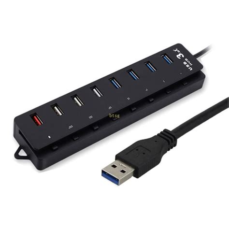 Bt Usb Hub 8 Port Powered Usb Hub Expander Usb 3 0 2 0 Data Port Hub Adapter Individual Switches