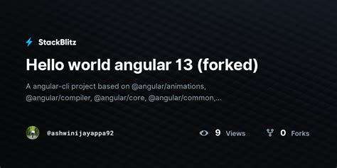 Hello World Angular 13 Forked StackBlitz