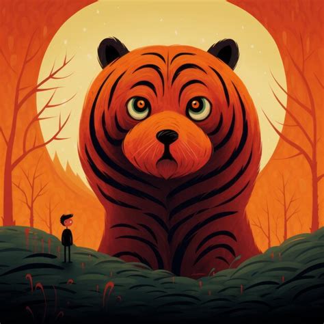 Ilustrações gigantescas de animais no estilo pop art laranja e carmesim