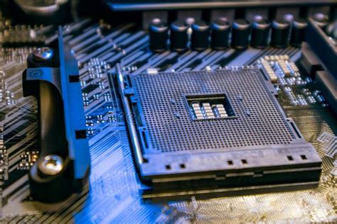 AM CPU Socket On Motherboard Hardware Close Up Stock Photo Image Of Electricity Microchip