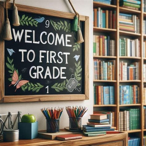 Welcome To First Grade Classroom Premium Ai Generated Image