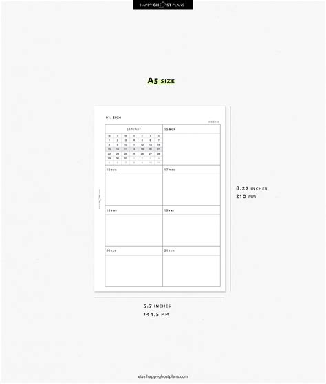 2024 Weekly Overview Planner Printable Insert For A5 Planner W109 Etsy