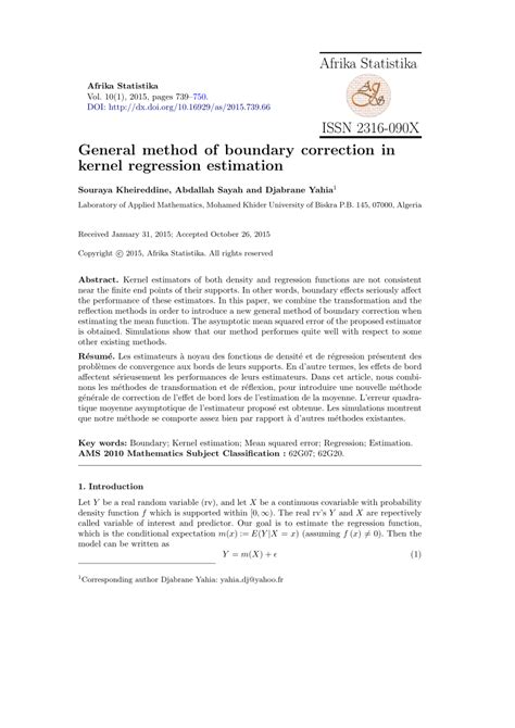 Pdf General Method Of Boundary Correction In Kernel Regression Estimation
