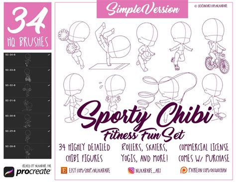 34 Chibi Procreate Brushes Chibi Body Stamps For Procreate Sport