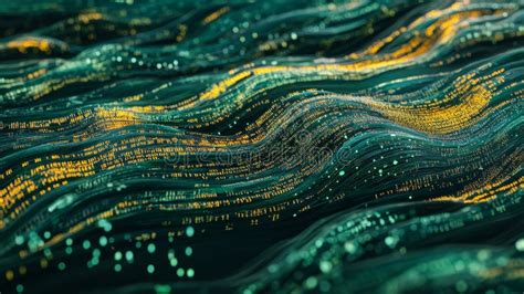 Dynamic Stream Of Binary Code In Green And Yellow Symbolizing Data Transmission And Technology