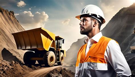 Mining Engineer In White Shirt And Helmet Supervises Driving Dumpers In Quarry Premium Ai