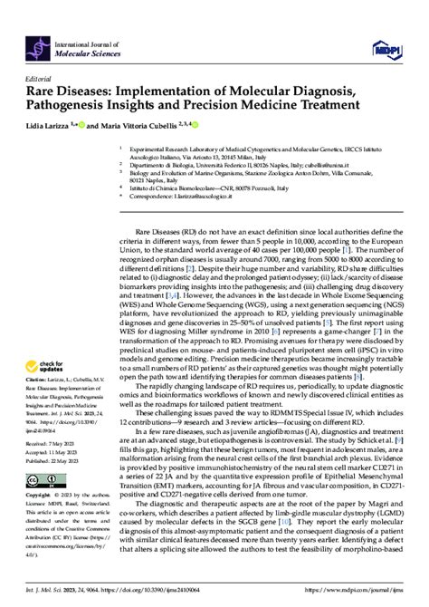 Pdf Rare Diseases Implementation Of Molecular Diagnosis