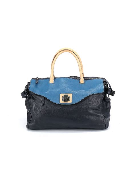 Roberta Gandolfi 100% Leather Color Block Solid Black Blue Leather ...