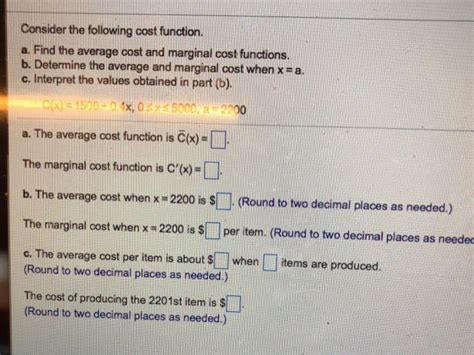 Solved Consider The Following Cost Function A Find The