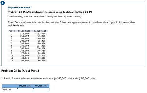 [solved] Problem 21 1a Algo Measuring Costs Using High L