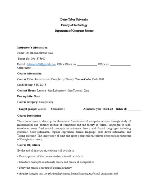 Automata And Complexity Course Module Pdf Career And Growth