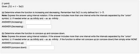 Solved 1 Point Given F T T In T A Determine Where Chegg Com