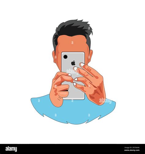 Man Holding Phone Vector Illustration Stock Vector Image And Art Alamy