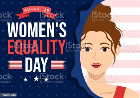 8월 26일 미국 여성 평등의 날 벡터 일러스트레이션 플랫 만화 손으로 그린 배경 템플릿에 여성 권리 역사의 달