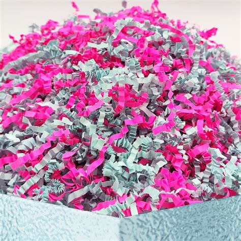 Dotuhao Crinkle Cut Paper Shred Rose Red And Light Blue
