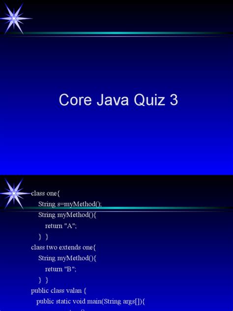 Core Java Quiz 3 Pdf Teaching Methods And Materials Computers
