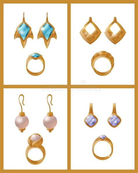 Golden Earrings Leaf Shape Isolated White Vector Stock Vector