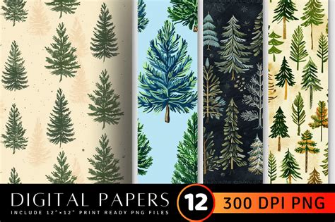Pine Trees Digital Paper Graphic By Craftycakes · Creative Fabrica