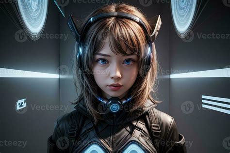 Ai Generated Girl With Augmented Reality Headset Digital Art