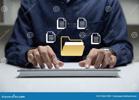 Businessman Open File Folder With Blank Documents Stock Photo Image Of File Exchange