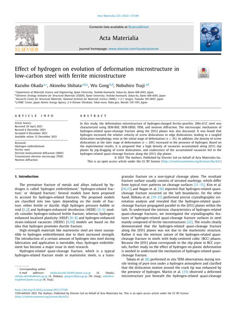 Pdf Effect Of Hydrogen On Evolution Of Deformation Microstructure In Low Carbon Steel With