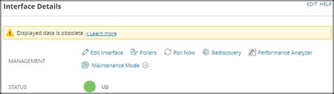 Interface Details Widget Shows Displayed Data Is Obsolete