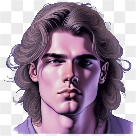 Download Male Portrait With Long Blonde Hair And Blue Eyes Png Online