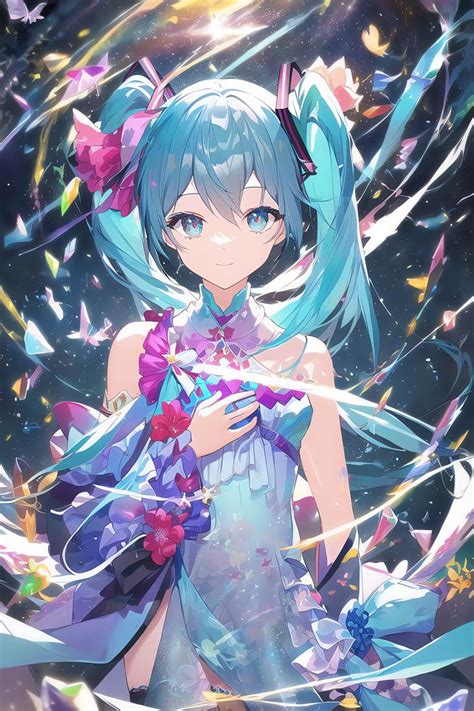 花和女孩，初音未来插画师にゃんごろもち的初音未来插画图片 Bobopic