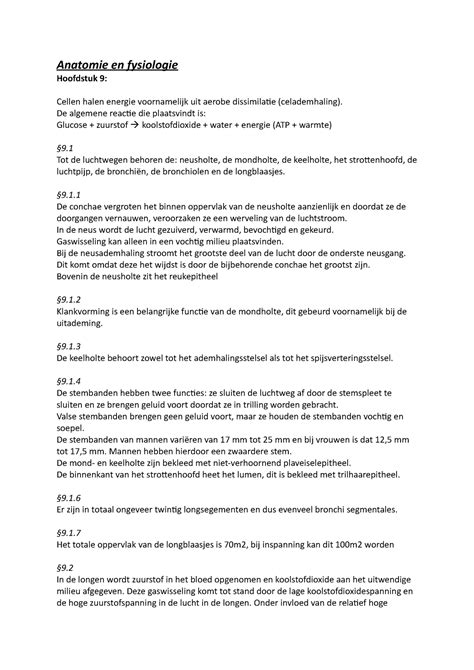 Samenvatting MK Blok 2 Korte Versie Anatomie En Fysiologie