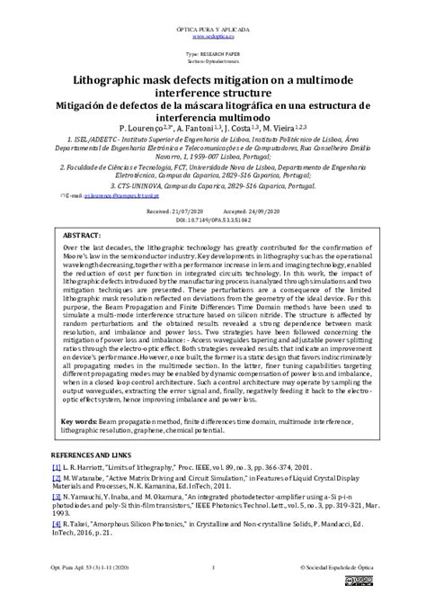 Pdf Lithographic Mask Defects Mitigation On A Multimode Interference