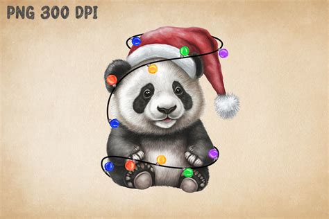 Cute Panda Happy Christmas Watercolor Graphic By Ricco Art · Creative