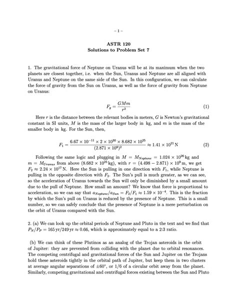 Solutions To Problem Set 7 Introduction To Astrophysics Astr 120