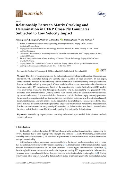 Pdf Relationship Between Matrix Cracking And Delamination In Cfrp Cross Ply Laminates
