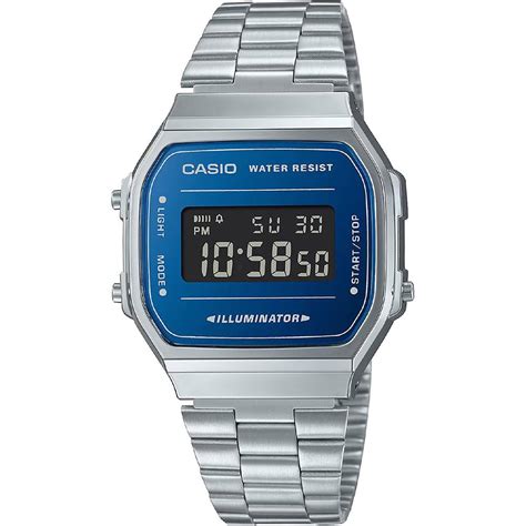 Casio Unisex Quartz Watch 386 Mm Case Size With Blue Digital Dial And