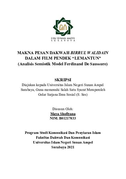 Pdf Makna Pesan Dakwah Birrul Walidain Dalam Film Pendek Lemantun