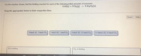 solved for the reaction shown find the limiting reactant