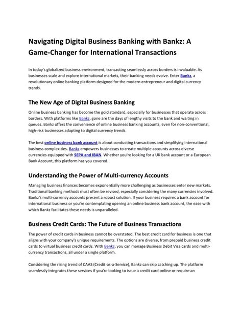 PPT - Navigating Digital Business Banking with Bankz A Game-Changer for International ...