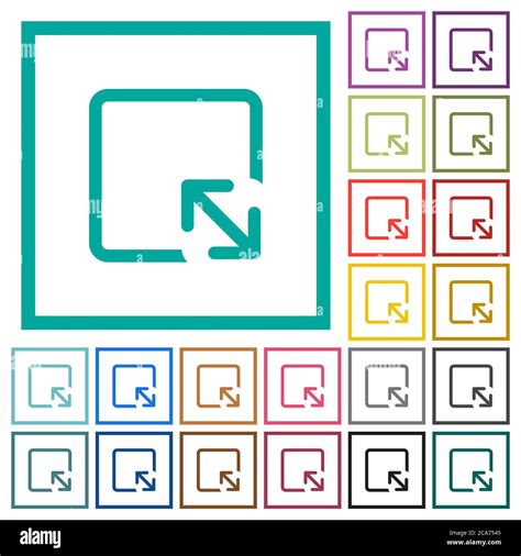 Resize Object Flat Color Icons With Quadrant Frames On White Background