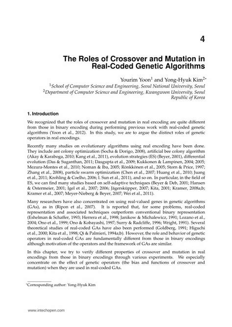 pdf the roles of crossover and mutation in real coded genetic