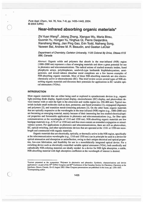 Pdf Near Infrared Absorbing Organic Materials