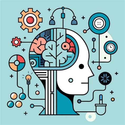 Ai Brain Seen From Profile Vector Illustration Premium Ai Generated