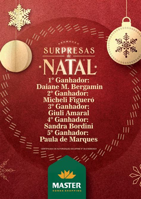 Saíram Os Ganhadores Da Promoção De Natal Do Master Sonda Shopping
