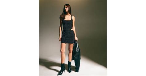 Black Metallic Mini Skirt New Look