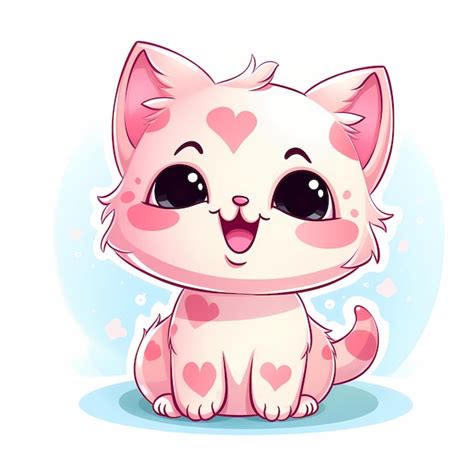 Premium Ai Image Vector Cute Cat With Love Sign Hand Cartoon