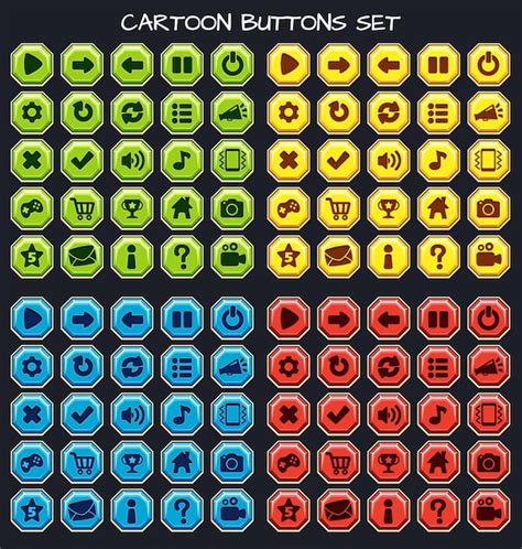 Premium Vector Cartoon Button Set Game Pack GUI Element
