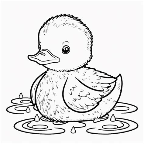 Premium Photo A Black And White Drawing Of A Duck In A Puddle
