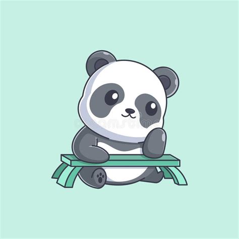 Panda Is Daydreaming At The Table Stock Vector Illustration Of Nose