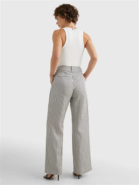 Gestreifte Relaxed Fit Hose Weiß Tommy Hilfiger