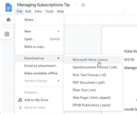 How To Export Google Docs To Microsoft Office Format On Your PC