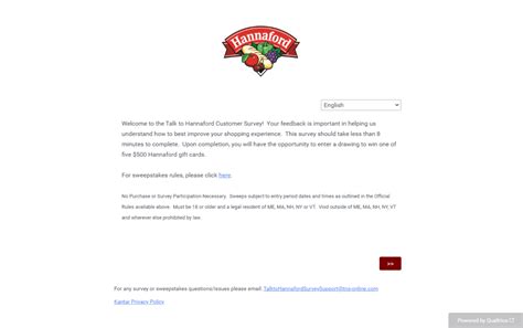 Win 500 T Card Hannaford Survey